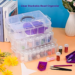 3-Tier Diamond Painting Storage Container Case, 100Slots Stackable Bead Organizer with Lids Diamond Art Accessories Tools, Diamond Art Storage Box Plastic Seed Storage Container Diamond Dots Organizer