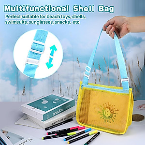 CLAPET Mesh Beach Bag for Kids Sand Toys, 3 Pack Shell Collecting Bag for Beach Toys Seashell Swimming Accessories for Boys Girls Toddler (Only Bags)