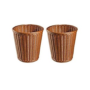Trash can Rattan Trash Can Handmade Retro Garbage Bin for Kitchen Bathroom Office Living Room,Round Woven Waste Basket Wastebasket Bin (Color : Ax2)