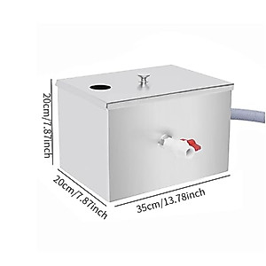 Commercial Grease Trap Interceptor, Stainless Steel Grease Trap Under Sink Waste Water Filter Separator with Top Inlet, 35x20x20cm