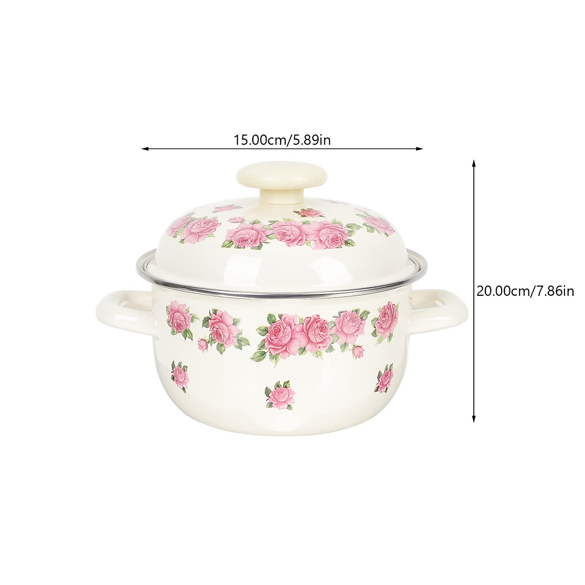 Zerodeko Pots Pioneer Woman Cookware Flower Enamel Stock Pot with Lid Cooking Pot Non Stick Soup Pot Casserole Pot Pasta Pot Sauce Pot with Handle for Kitchen 16cm Pioneer Woman Cookware