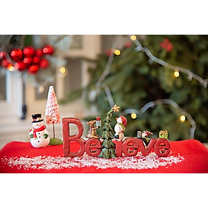 Newman House Studio Believe Sign Christmas Decor Tabletop - Christmas Holiday Figurine Christmas Decorations 8.5 * 1.5 * 4 Inch
