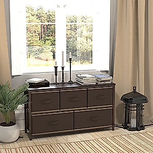 Simple Houseware Nightstands Dresser for Bedroom with 5 Storage Organizer Drawers, Brown