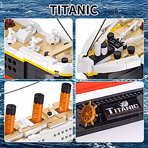 RSDHFLY Titanic Model Building Blocks Set,1288 Pieces Titanic Cruise Ship Model Building Set Toys,a DIY Bricks for Adults and Toys Gifts for Kids