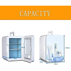 WERSEON Makeup Cosmetics Mirrored Door Mini Fridge Thermoelectric Cooler and Warmer AC/DC Powered System – Compact and Portable for Travel, Car, Skincare or Medical Use (White)