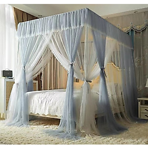 Stainless Steel Canopy Bed Frame Queen Size, Bed Post Poles Bed Canopy Frame, Thicken Bed Frame Bracket for Metal Bed Wood Bed Mosquito Curtains Bedroom Decor