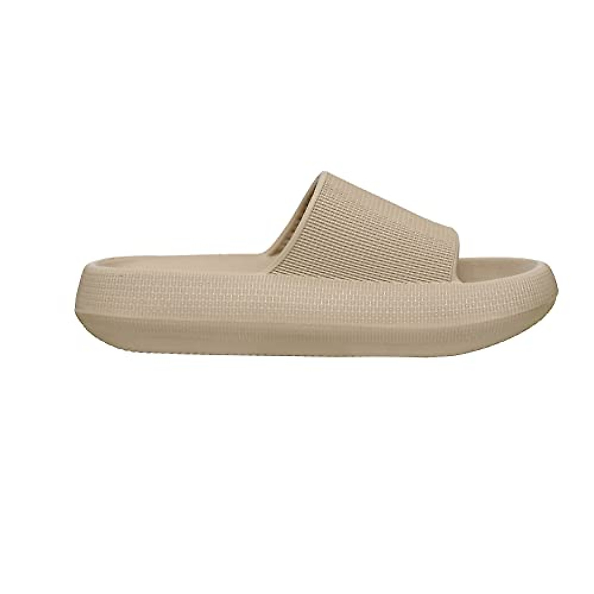 CUSHIONAIRE Women's Feather cloud recovery slide sandals with +Comfort, Khaki 6