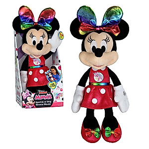 Disney Junior Minnie Mouse Sparkle & Sing 13-inch Feature Plush, Officially Licensed Kids Toys for Ages 3 Up by Just Play