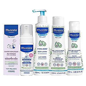 Mustela Newborn Arrival Gift Set - Baby Skincare & Bath Time Essentials - Natural & Plant Based - 5 Items Set
