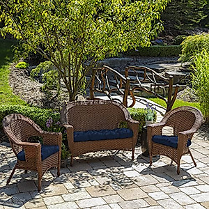 Arden Selections Outdoor Wicker Settee Cushion 41.5 x 18, Sapphire Blue Leala