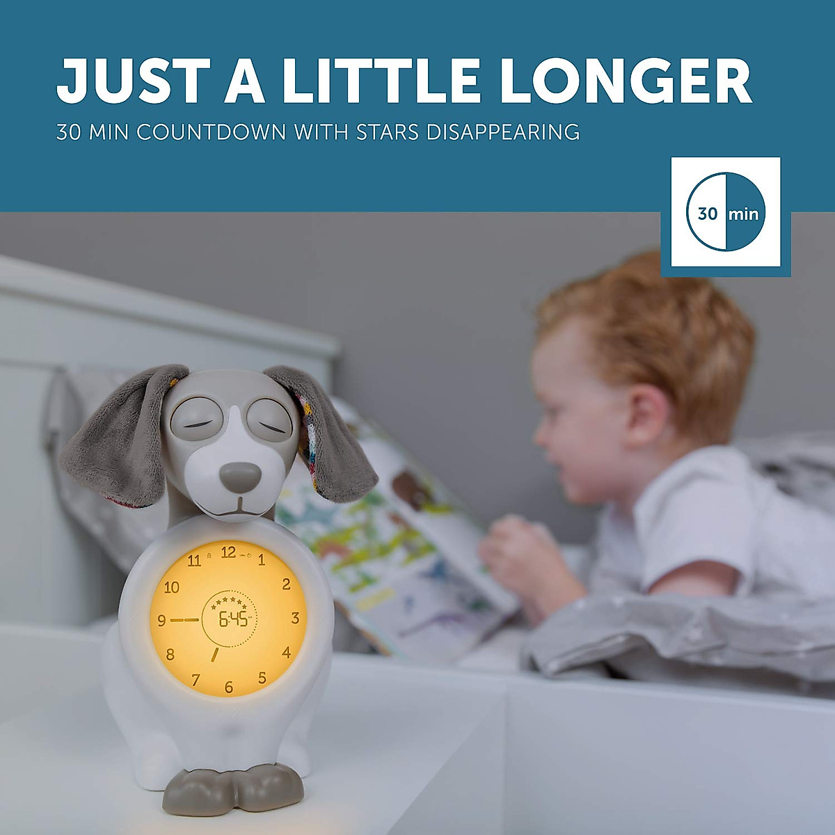 Zazu Davy The Dog - Interactive Sleep Trainer Clock & Nightlight for Kids - Color-Changing, Dual Time Display, Light-Up Alarm Clock - Teaches Kids When to Wake Up - in Soothing Taupe