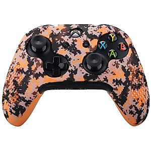 9CDeer 1 Piece of Studded Customize Digital Camo Silicone Cover Skin Sleeve Case 8 Thumb Grips for Xbox One/S/X Controller Orange Compatible with Official Stereo Headset Adapte