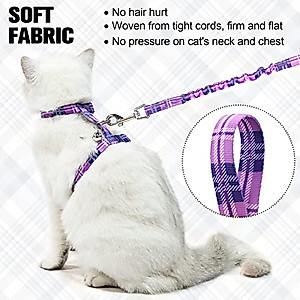 BEAUTYZOO Cat Harness and Leash Set Escape Proof for Walking, Kitten Soft Adjustable Vest Harnesses for Small Medium Large Cats, Easy Control Breathable Plaid Ribbon Nylon for Outdoor Indoor Use