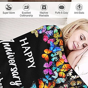 ZCBEQ Wedding Anniversary Blanket Gifts Couple Romantic Anniversary Throw Blanket Happy Anniversary for Him Her Wife Husband Parents 60"X50"