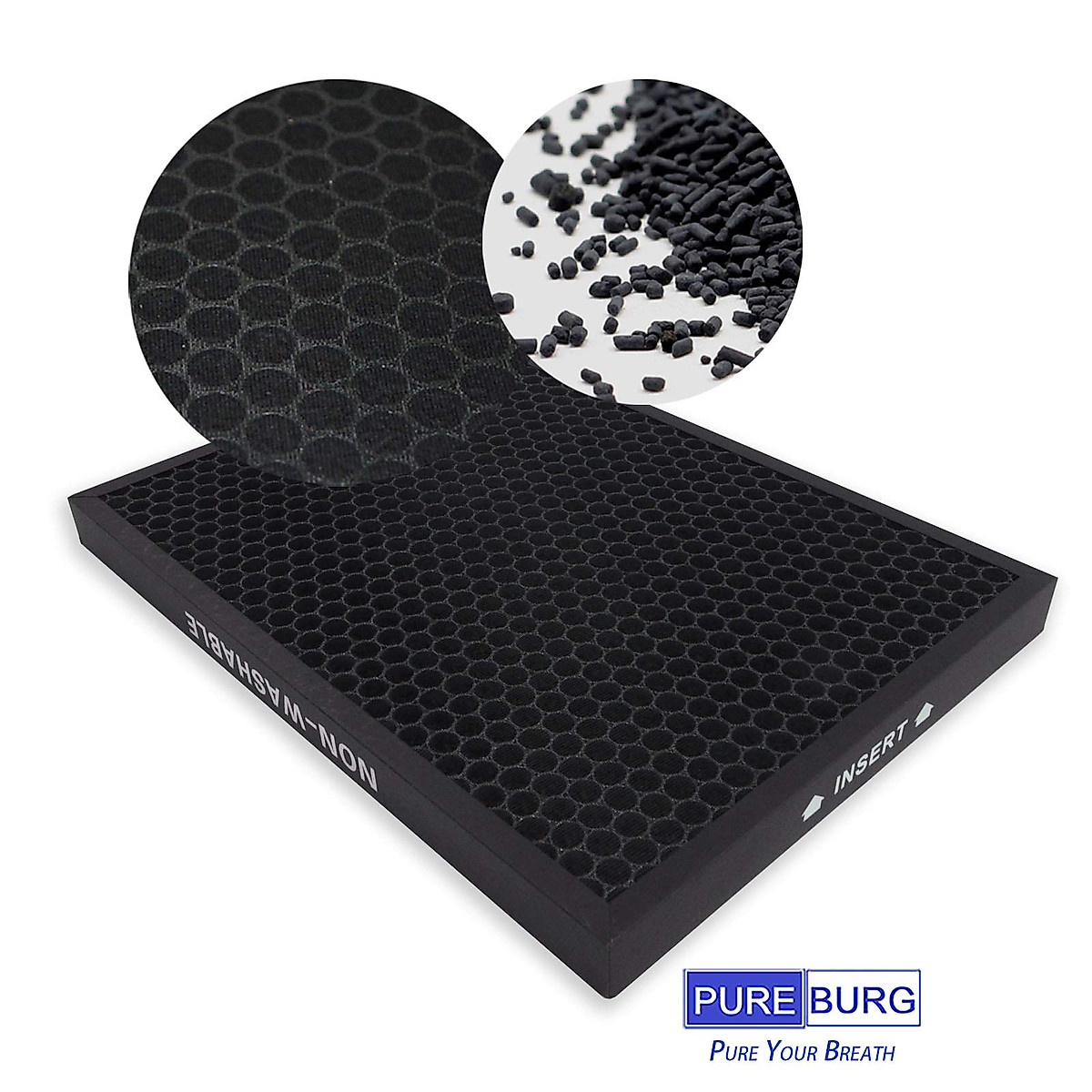 PUREBURG Replacement Filter Compatible with Membrane Solutions MSA3 MSA3S MSA3W MSA3-W Air Purifiers,2-Pack H13 HEPA Activated Carbon 3-Stage Filtration