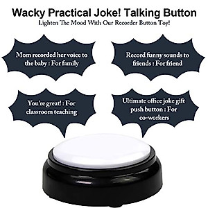 Cover Talking Button Record & Playback Your Own Message 30 Second Custom Recordable, Easy Sound Recorder Set of 2 (2pcs/White+Black)