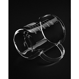 QWORK Beaker with Handle, 500ml Measuring Cup, Borosilicate Glass,Beaker Mug with Pouring Spout, 2 Pack