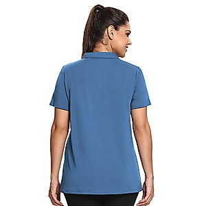 MISS FORTUNE Women's Polo Shirts, Golf V-Neck Workout Tops, Moisture Wicking Ladies Golf Shirt Loose Fit for Tennis Yoga