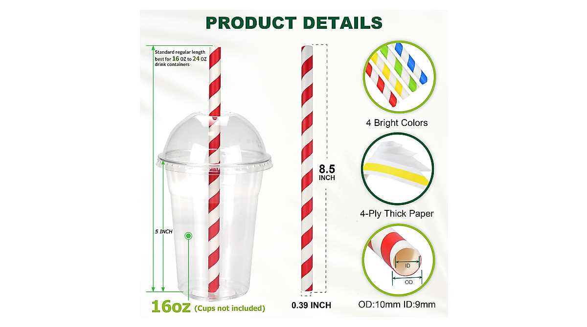 Colossal Paper Straws for Smoothies - Eco-Friendly Pack