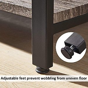 BON AUGURE Industrial 4 Tier Bookshelf, Modern Open Etagere Bookcase, Wood Metal Book Shelves for Living Room, Bedroom and Office (Dark Gray Oak)