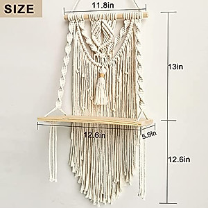 Latysun Macrame Wall Haing Shelves,Macrame Shelves Boho Shelves,Macrame Wall Decor Wall Hanging Plant Hanger,Boho Wall Decor for Bedroom,Bathroom,Living Room (A)
