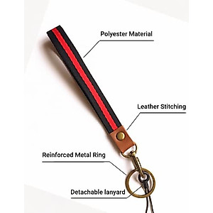 Olwaiy Wrist Keychain for Women & Men Key Chain Wrist Lanyard for Wallet Keys Car Key ID Holder Phone Strap Keychain Wristlet Fashionable Accessories (Red + Black)