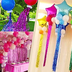 Foil Fringe Curtains - Party Streamers for Barbie Backdrop Barbie Birthday Mean Girls Party Decorations - 3Packs 3.2ft x 8.2ft Fuchsia Metallic Tinsel Backdrop Curtains