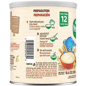 Nestle Nestum Infant Cereal, Wheat & Honey, Made for 12 Months & Up, 10.6 Ounce Canister (Pack of 2)