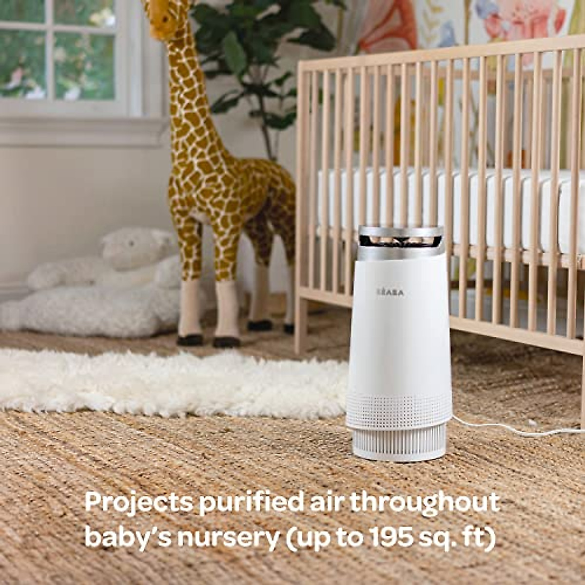 BEABA Nursery Air Purifier, Air Purifiers for Baby, Air Filter, HEPA Filter, Odor Eliminator, Removes Smoke, Dust, & Pet Dander, with Baby Night Light