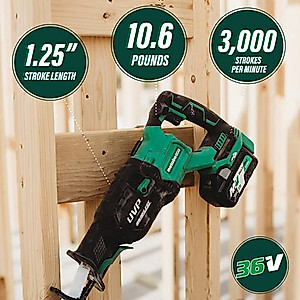 Metabo HPT 36V MultiVolt Cordless Reciprocating Saw | User Vibration Protection | Tool Body Only | CR36DAQ4, Green