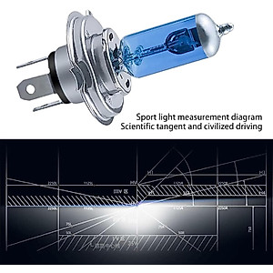 Slykew Pack-2 H4 Halogen Spotlight, Low Beam Halogen Spotlight Bulb 6000K Cool White, Fog Lights, H4 100W High Beam, White Super Bright Bulb for Most Cars, SUVs, Trucks
