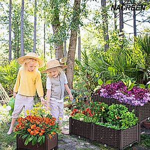 NACREEN Large Planters for Outdoor Plants Raised Garden Bed Boxes, Raised Plant Pots Perfect for Garden Patio Balcony Deck to Planting Flowers Vegetables Tomato and Herbs