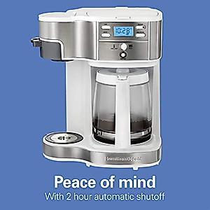 Hamilton Beach 49933 2-Way 12 Cup Programmable Drip Coffee Maker & Single Serve Machine, Glass Carafe, Auto Pause and Pour, White
