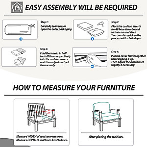 AAAAAcessories Outdoor Deep Seat Cushions 24 x 24 x 5 Inch, Waterproof Replacement Chair Cushions for Patio Furniture, Beige