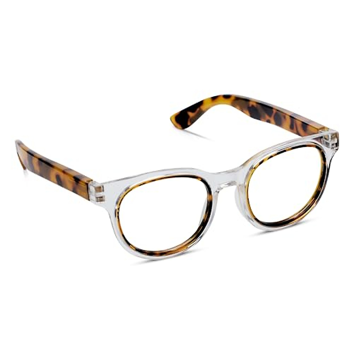 Peepers by PeeperSpecs Women's Olympia Round Blue Light Blocking Reading Glasses, Clear/Tokyo Tortoise, 50 + 3