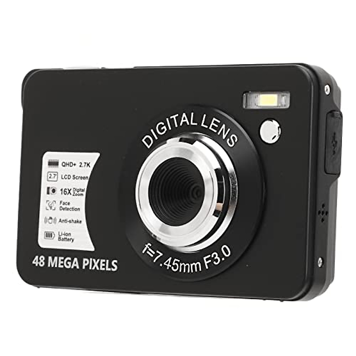 Digital Camera 2.7K 48MP HD Camera 2.7inch Screen 16x Digital Zoom Anti Shaking Face Recognition