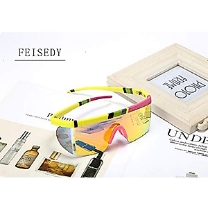 FEISEDY Oversized Mirror Shield Sport 80s Sunglasses Ski Goggles Flat Top One Piece Futuristic Visor Women Men B2522