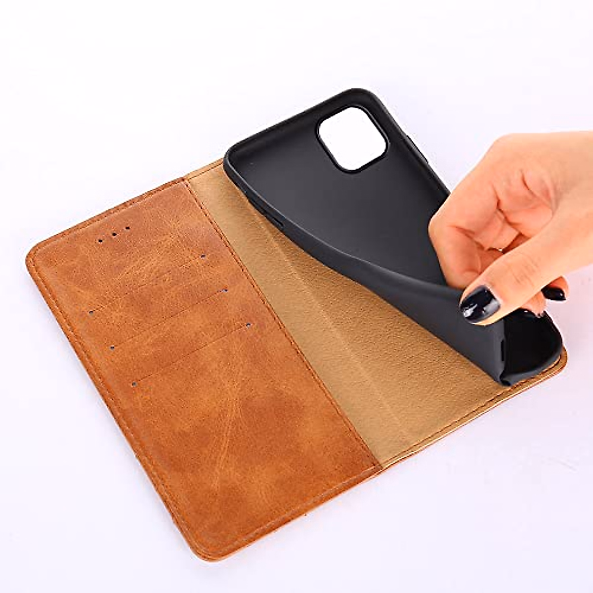Fansipro Wallet Folio Case for Oppo Reno 2, Premium PU Leather Slim Fit Cover for Reno 2, 3 Card Slots, Align Cutouts, Brown