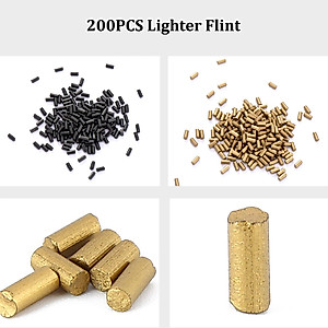 Universal Lighter Replacement Repair Kit Pack for Petrol Gas Fluid Lighter Oil Lighter (200pcs Flint Stone,20pcs Wick,2pcs Tweezers,1pcs Rubber Felt Pad,1pcs U-Shaped Mini Scissors)-Gold