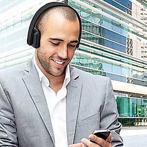 Aluratek Bluetooth Wireless Headphones with Built-in Battery, Stream Audio from iPhone, iPad, Smartphone, Tablet, PC, MAC, Laptop (ABH04FB), Black