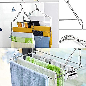 Beerty Foldable Shoes Drying Rack with 36/100 Hooks Clips Stainless Steel Clothes Airer Hanger Rack for Home and Outdoor