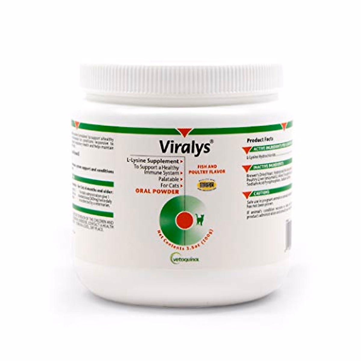 Vetoquinol Viralys L-Lysine Supplement for Cats - Cats & Kittens of All Ages - Immune Health - Sneezing, Runny Nose, Squinting, Watery Eyes - Flavored Lysine Powder