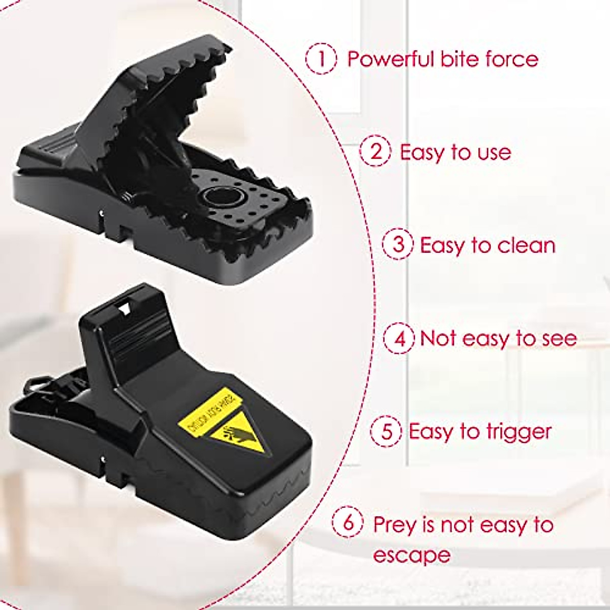 8 Pack Mouse Trap with 1 clamp Mouse Traps Indoor for Home Best Humane with 8 Trap Mouse Snap Traps Safe and Effective Mousetrap for Living Room Kitchen Basement Garden Balcony