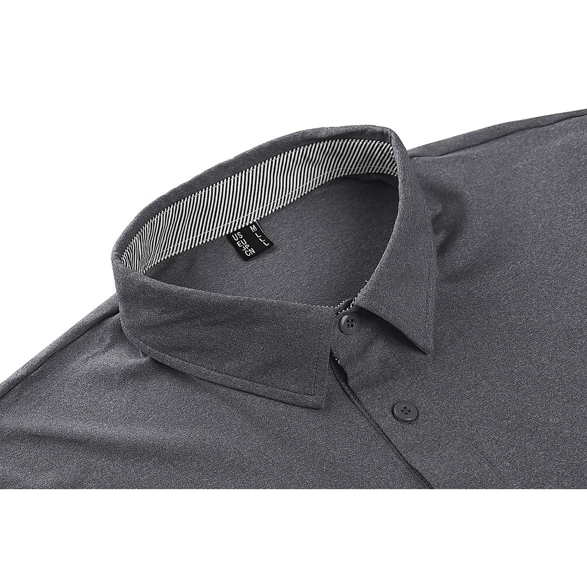 TACVASEN Hiking Long Sleeve Golf Polo Shirts Quick Dry Performance Athletic Casual T-Shirt Grey, L