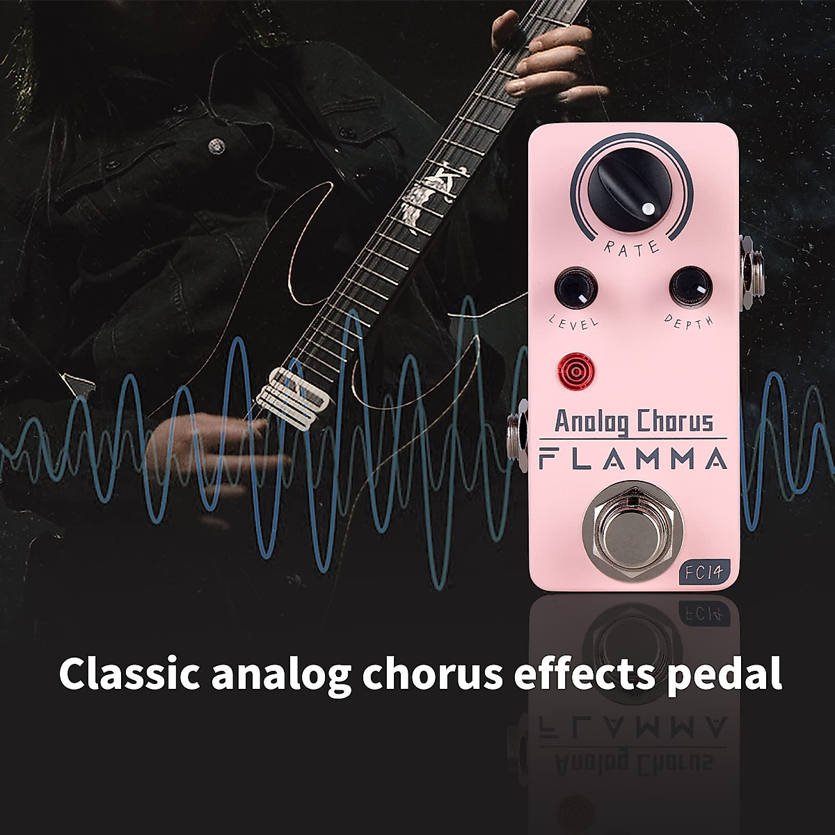 FLAMMA Chorus Pedal, FC14 Analog Chorus Guitar Effects True Bypass Portable Durable Metal Shell