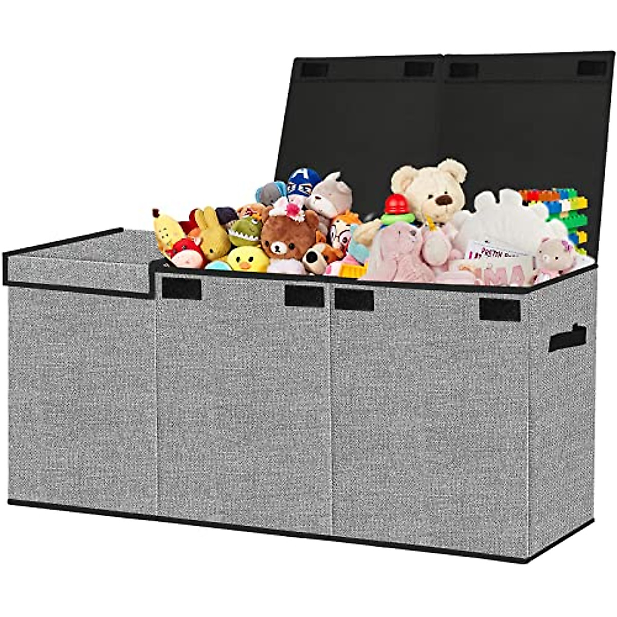 JAYSDAYLY Toy Box Extra Large,Collapsible Toy Chest Storage Organizer with Removable Lids,Toy Boxes Baskets for Kids Adjustable Space with Dividers,35.8 * 16 * 12.6 inches