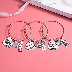 Nzztont Pack Of 3 Teacher Bangles Gifts For Teacher Open School Gifts For Teachers Thank You Bangle Bracelets (3PCs Bangles Mixed Style 01)