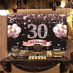 Trgowaul 30th Birthday Decorations for Women Rose Gold 30 & Fabulous Backdrop Banner 43.3 X 70.8 inches Happy Birthday Party Suppiles Photography Supplies Background 30th Birthday Decoration for her