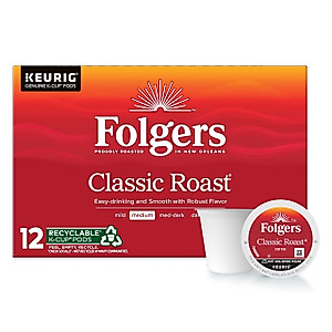 Folgers Classic Roast Medium Roast Coffee, 72 Keurig K-Cup Pods