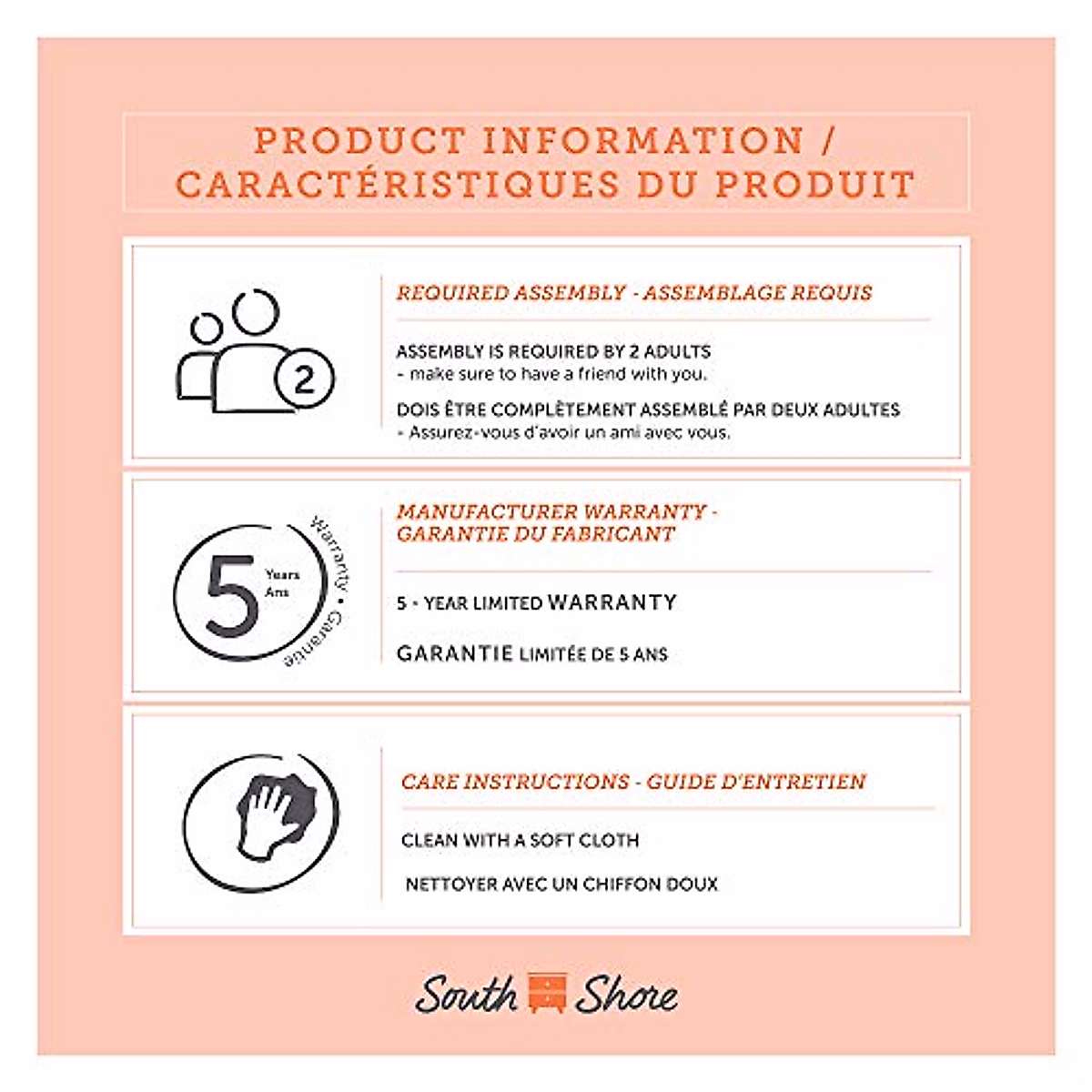 South Shore Gramercy 6-Drawer Double Dresser, Pure White